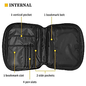 Suobstales Flower Black Pattern Bible Covers for Women Men Bible Case Bible Bag Bible Accessories with Handle and Zipper Pocket Bible Tote Bag