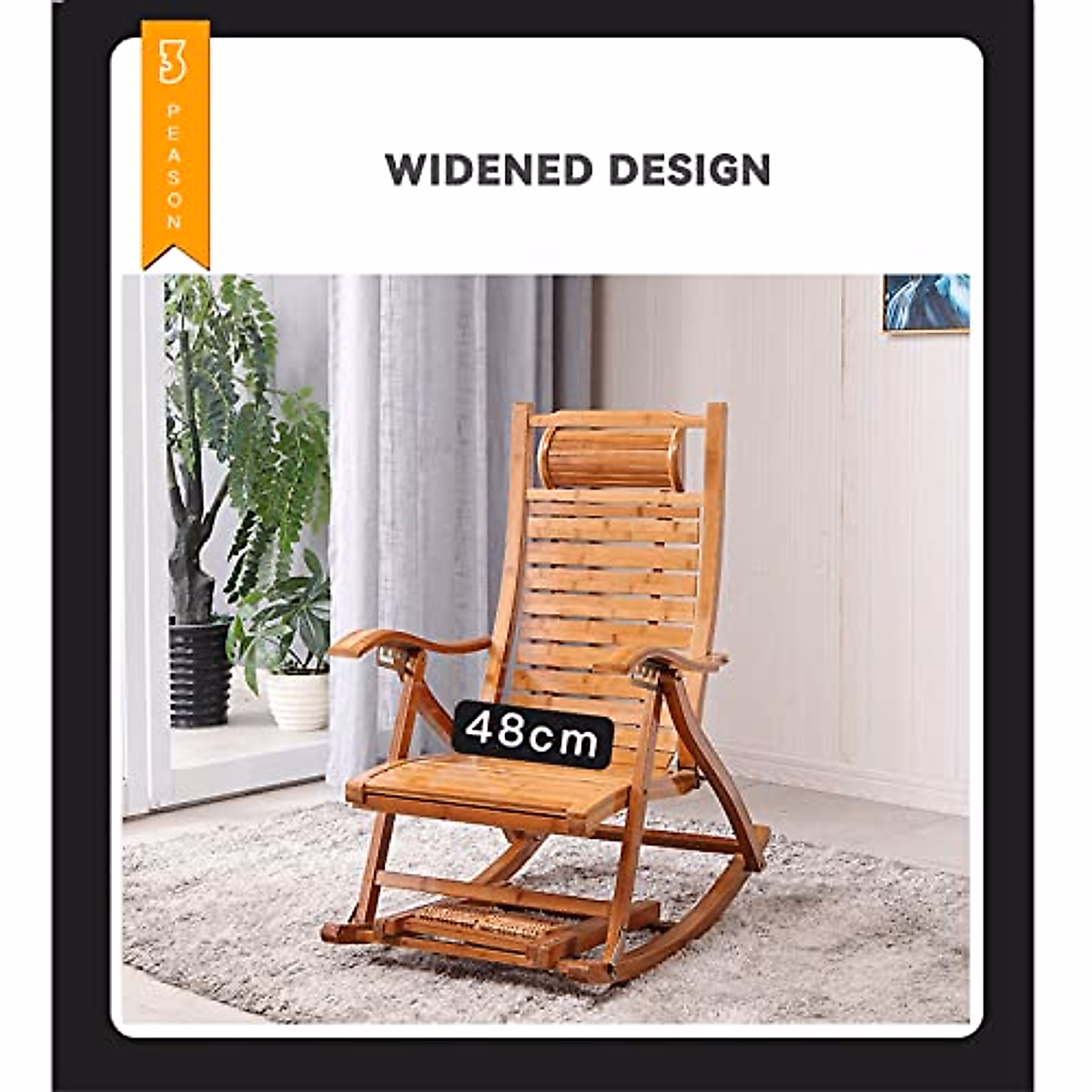 Lounge Chair, Balcony Home Lounge Chair, Rocking Chairs for Adults Wooden Bamboo Stable Comfort Garden Deck Chairs Load-Bearing 200kg (Color : Wooden Chair)