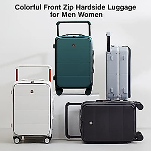Hanke Carry On Luggage Airline Approved Hard Shell Suitcase with Spinner Wheels TSA Luggage Travel Suitcases Wide Handle for Men Women(Smoke White)