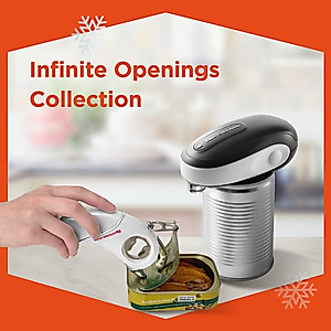Kitchen Mama Infinite Openings Collection: One-To-Go Series, Patented Titled Blade Opens Any Can Shape, Smooth Edge, and Epic One Opener: Magnetic, Opens Bottle, Beer, Pull Tab Cans, and Jars (White)