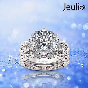 Jeulia 8.4 Carat Interchangeable Wedding Ring Set 925 Sterling Silver Round Cut Engagement Rings Cubic Zirconia Solitaire Promise Bridal Rings Anniversary Promise with Jewelry Gift Box (7)