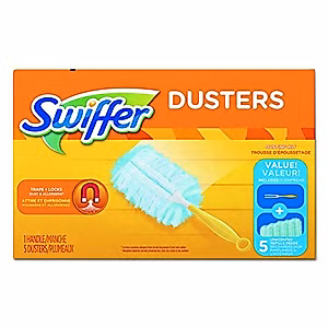 Swiffer Unscented Duster Kit, 1 Yellow handle and 5 blue dusters