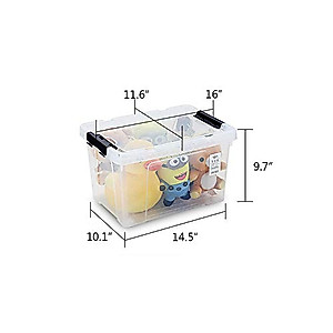 Ggbin 22 Quart Plastic Storage Box with Lid, Black Latching Bins, 6 Packs.
