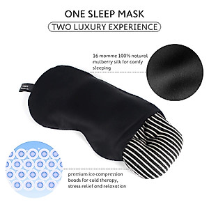 Mavogel Weighted Eye Mask for Sleeping - Weighted Sleep Mask with Removable Eye Pillow, Cooling Eye Mask for Men Women Black