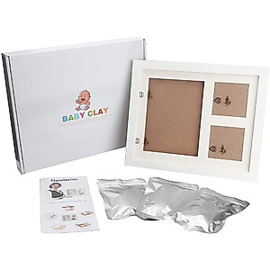 Newlemo Baby Photo Frames - Baby Hand and Footprint Kit - Baby Christening/Shower Presents for Newborn Girls and Boys (3 grids,white)