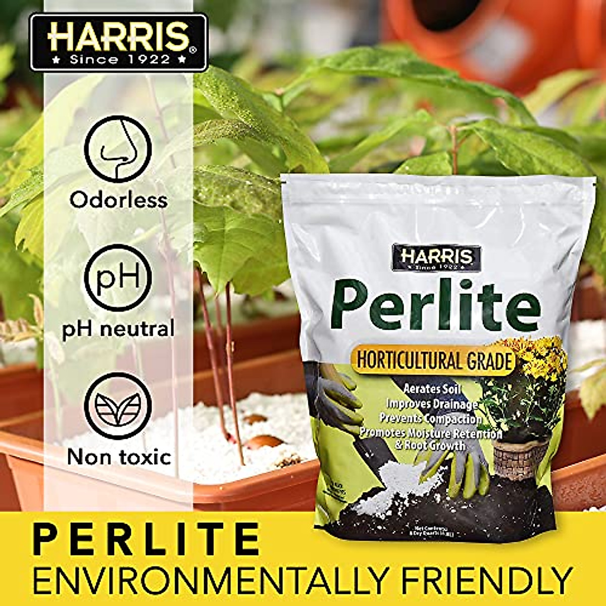 Harris Premium Horticultural Perlite for Plants and Gardening, 8qt to Promote Root Growth and Soil Health