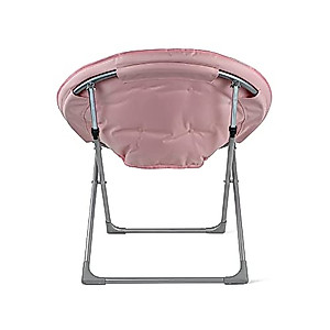 Amazon Basics Faux Fur Saucer Shaped Chair with Foldable Metal Frame, Pink, 27.2"D x 32.3"W x 32.3"H