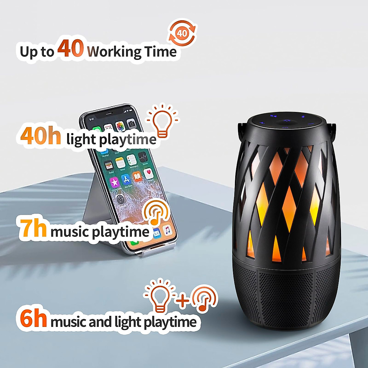 2-Pack Outdoor Bluetooth Speakers, Gifts for Women, Men, Fathers - Portable LED Flame Speaker, IPX5 Waterproof Patio Wireless Speakers with Torch Atmosphere for Yard Party, Camping, Garden