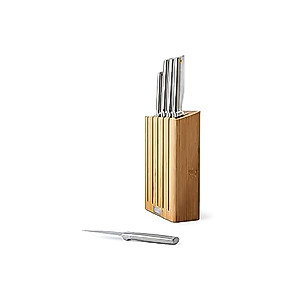 Joseph Joseph Elevate Kitchen Knives 5-Piece Set, Japanese Stainless Steel, Slimline Bamboo Knife Block
