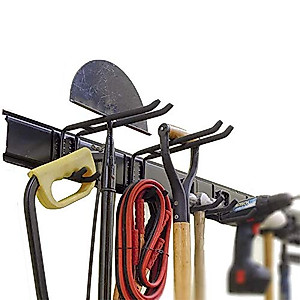 Ultrawall 22 PCS Tool Storage Rack, 112 Inches Adjustable Garage Organization Wall Mounted Storage System with 15 Hooks, Heavy Duty Steel Garden Tool Organizer Wall Holders