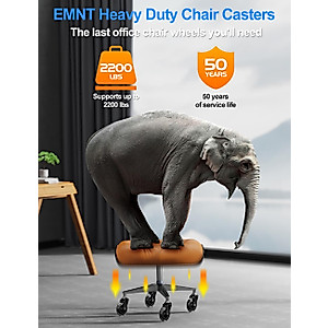 Office Chair Wheels Replacement Set of 5, EMNT Heavy Duty 3" Rubber Chair Casters for Hardwood Floors and Carpet, Safe Quiet Office Chair Casters for Chairs to Replace Office Chair Mats - Fits 98%