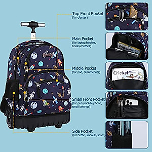 seastig Rolling Backpack 16 Inch Wheeled Backpack Laptop Backpack Carry-on Backpack School College Travel