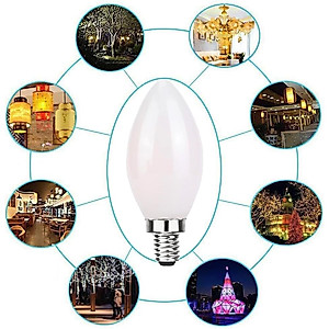 KODBPJ E12 Candelabra Light Bulbs Frosted Chandelier Light Bulbs 40watt Equivalent 3000K Warm White B11 Torpedo Tip Dimmable 4W LED Candle Light Bulbs (8)