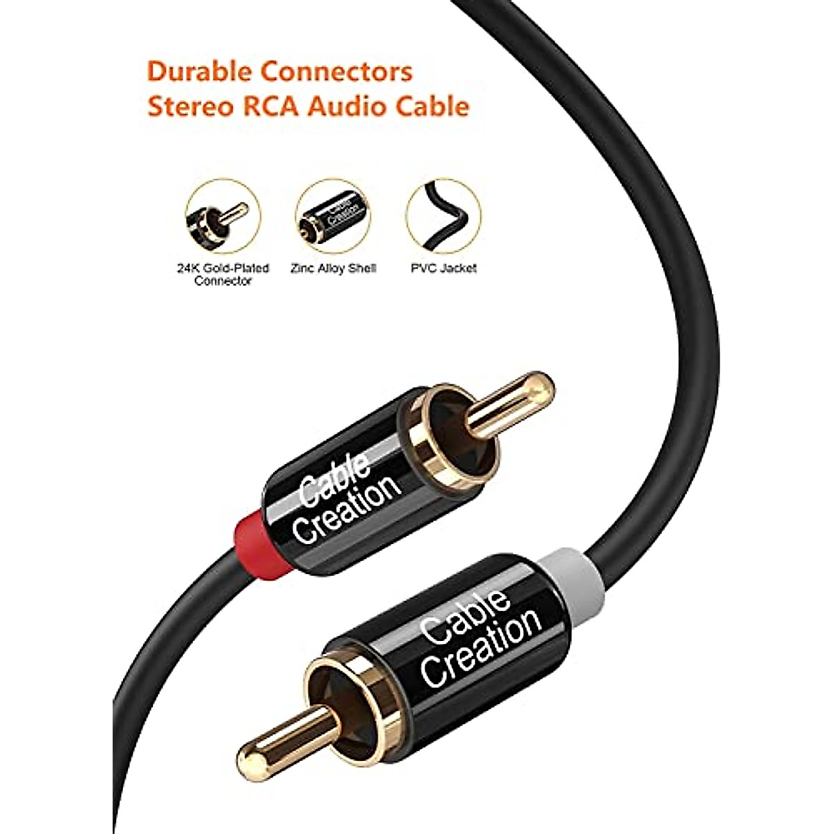 CableCreation RCA Cable, 2RCA Male to 2RCA Stereo Audio Subwoofer Cable Compatible with Speaker, AMP, Turntable, Receiver, Home Theater, Subwoofer, Double Shielded, 16 Feet/5M