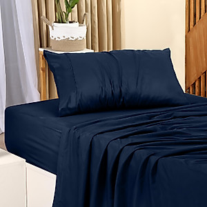 Utopia Bedding Twin Bed Sheets Set - 3 Piece Bedding - Brushed Microfiber - Shrinkage and Fade Resistant - Easy Care (Twin, Navy Blue)