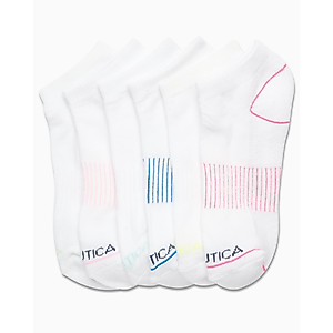 Nautica Women's Socks - Athletic Cushion Low Cut Socks (6 Pack), Size 4-10, Bright Assortment