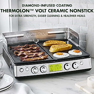 GreenPan Elite XL Smoke-less Grill and Griddle, Healthy Ceramic Nonstick Interchangeable/Removeable Cast Aluminum Plates, Indoor BBQ Sear Sizzle, LCD Display, Splash Guard, Drip Tray, PFAS-Free, Black