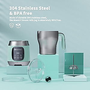 Maestri House Milk Frother, Variable Temp and Froth Thickness Milk Frother and Steamer, 21OZ/600ML Smart Touch Control Milk Warmer, Dishwasher Safe, Memory Function for Latte Cappuccino, Hot Chocolate