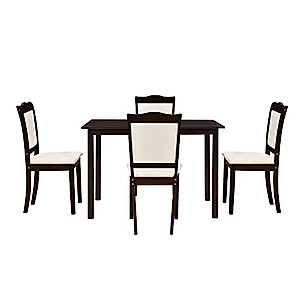 Knocbel Rectangular Dining Table and Chairs, 5-Piece Kitchen Dining Room Small Space Table Set with Padded Seat & Backrest, Standard Height (Espresso)