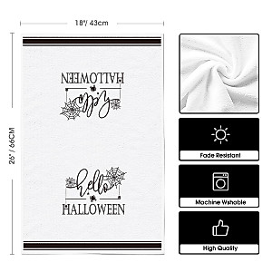 Artoid Mode Buffalo Plaid Ghosts Boo Bats Let's Hang Out Hello Halloween Kitchen Towels Dish Towels, 18x26 Inch Seasonal Decor Hand Towels Set of 4