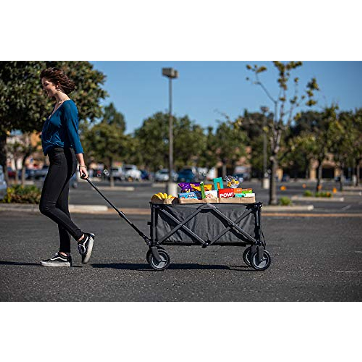 ONIVA - a Picnic Time Brand - Adventure Wagon Folding Wagon - Wagon Cart - Sport Utility Wagon - Beach Wagon Collapsible, (Dark Gray) 35.6 x 18.9 x 21.9