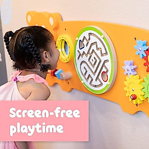 SPARK & WOW Bear Activity Wall Panel - Ages 18m+ - Montessori Sensory Wall Toy - 4 Activities - Busy Board - Toddler Room Décor