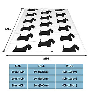Annalice Scottish Terrier Silhouette Black Scottie Dog Flannel Fleece Blanket Ultra-Soft Fluffy Warm Throw Blanket for Couch Bed All Seasons Suitable for Women, Men, Black Scottie Dog, 80x60 Inches