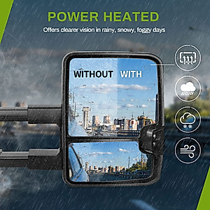 AUTOSAVER88 Towing Mirrors Compatible with 2014-2018 Chevy Silverado GMC Sierra 1500, 2015-2018 Silverado/Sierra 2500HD 3500HD Pickup, Tow Mirrors with Power Heated Turn Signal Light LH+RH Side Pair