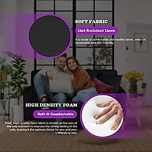 TYBOATLE 66" W Faux Leather Loveseat Sofa w/ 2 USB Charging Ports and Pillow, Mid-Century Modern Couch Love Seats, Living Room Accent Sofas Couches for Small Spaces, Apartment, Bedroom, Dorm (Black)