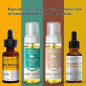 Retinol Complex Face Serum – Anti-Aging, Brightening Neck & Facial Serum Helps Firm, Smooth, & Nourish Skin with Lactic Acid, Vitamin A, & Retinyl Palmitate – Anti Wrinkle Serums by LaClaire, 15 ml