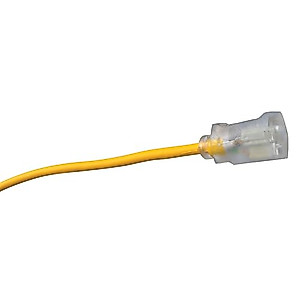 Coleman Cable 14880002 1488SW0002 14/3 Insulated Outdoor Extension Cord with Lighted End, 50-Foot, Feet, Yellow