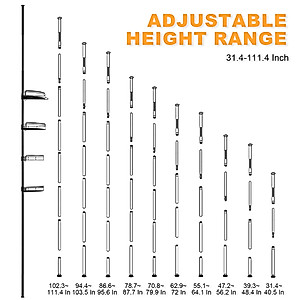 Yaltar Corner Shower Caddy, 4 Rustproof Corner Shower Shelves w/Tension Pole, for Bathtub Shampoo Storage, 30-111 Inch Adjustable