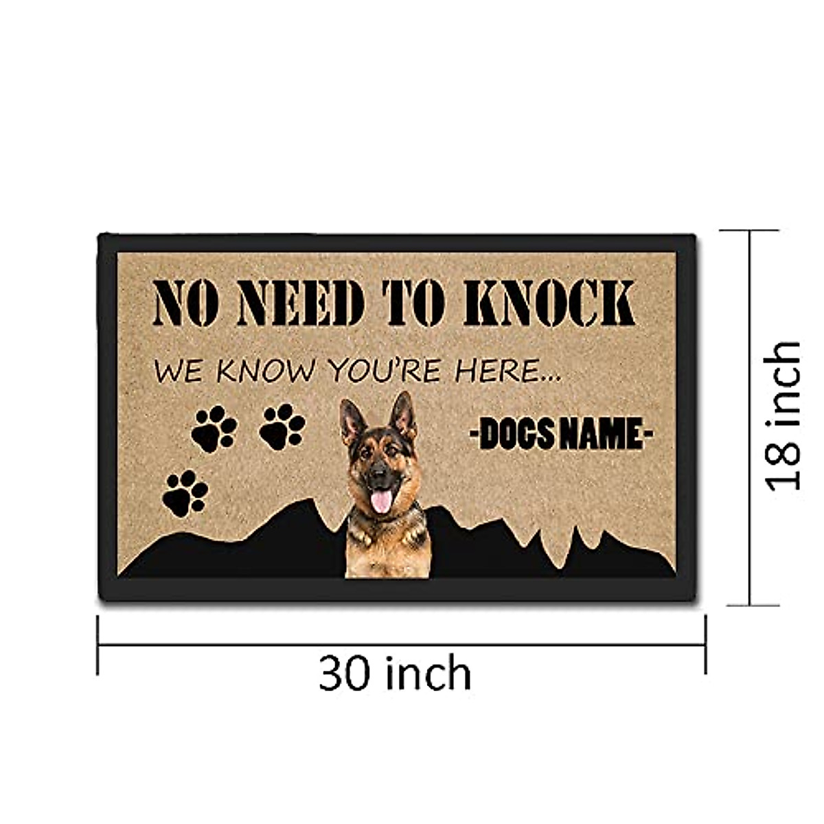 SGBASED Doormat Funny Doormat German Shepherd Entrance Floor Mat Rubber Non Slip Backing Entry Way Door Mat 30x18 Inches