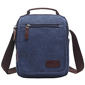 mygreen Small Vintage Canvas+Leather Messenger Cross body Shoulder bag Pack Organizer for Travel Work