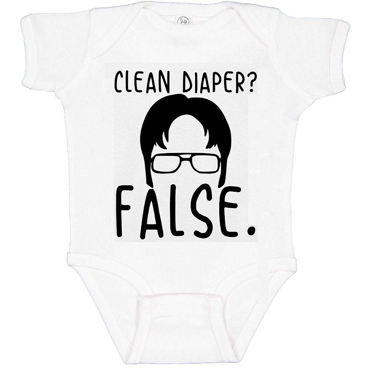 The Office Clean Diaper - False Funny Dwight Shrute Dirty Diaper Baby Bodysuit (6 Months) White