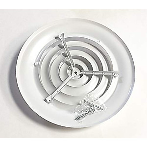 HBW 8" Round Ceiling Diffuser White Powder Coated with Outside Dimension of 12" Fitting in 8" Duct