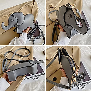 Rejolly Elephant Shaped Crossbody Bag for Women Shoulder Handbag PU Leather Wristlet Clutch Purse Cute Funny Animal Small Bag Black