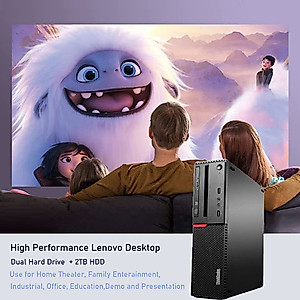 Lenovo Small Desktop Computer (SFF), Dual 24 Inch Monitors, Intel Core i7-6700, 32GB RAM 512GB SSD +2TB HDD, 2GB Graphics Card, HDMI, WiFi, Bluetooth,Wireless Keyboard Mouse (Renewed)