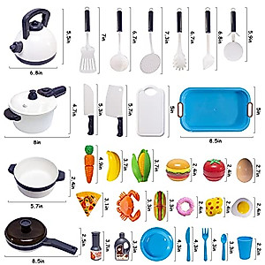 Kids Kitchen Toy Cookware with Play Food Toy Set,Kitchen Play Accessories with Pots and Pans,Cutting Food Toy Utensils,Play Dishes Learning Toys Gift for Toddlers Boys Girls(72 PCS)