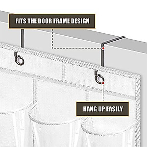 Bofoho Over The Door Shoe Organizer - Space Saving Shoe Rack for Closet Door with 24 Pockets and Hook,Shoe Holder Back of Door Organizers for Shoes (White)