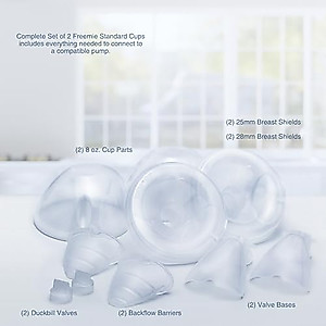 Freemie Hands-Free and Discreet Breast Milk Collection Cup Set | Pump with Your Clothes On Anywhere, Anytime | Sizes 25mm and 28mm Flanges Included | Holds Up to 8oz | Pump Not Included