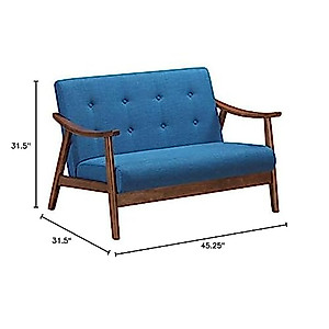 Christopher Knight Home Buda Mid-Century Modern Settee, Navy Blue, Brown