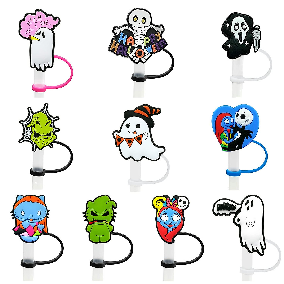 10Pcs Straw Tips Cover Fun And Quirky Straw Covers Cap for Reusable Straws Unique and interesting Shape Straw Protector 2D Style 23