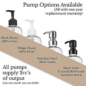 Refillable Clear PET Plastic 16 oz Feminine Wash Bottle with Black Plastic Pump Dispenser - Chrome Accent Waterproof Labeled Bottle