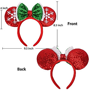 UNSPAZ Glitter Mouse Ears Headband - Christmas Party Accessory for Adults, Kids, and Women