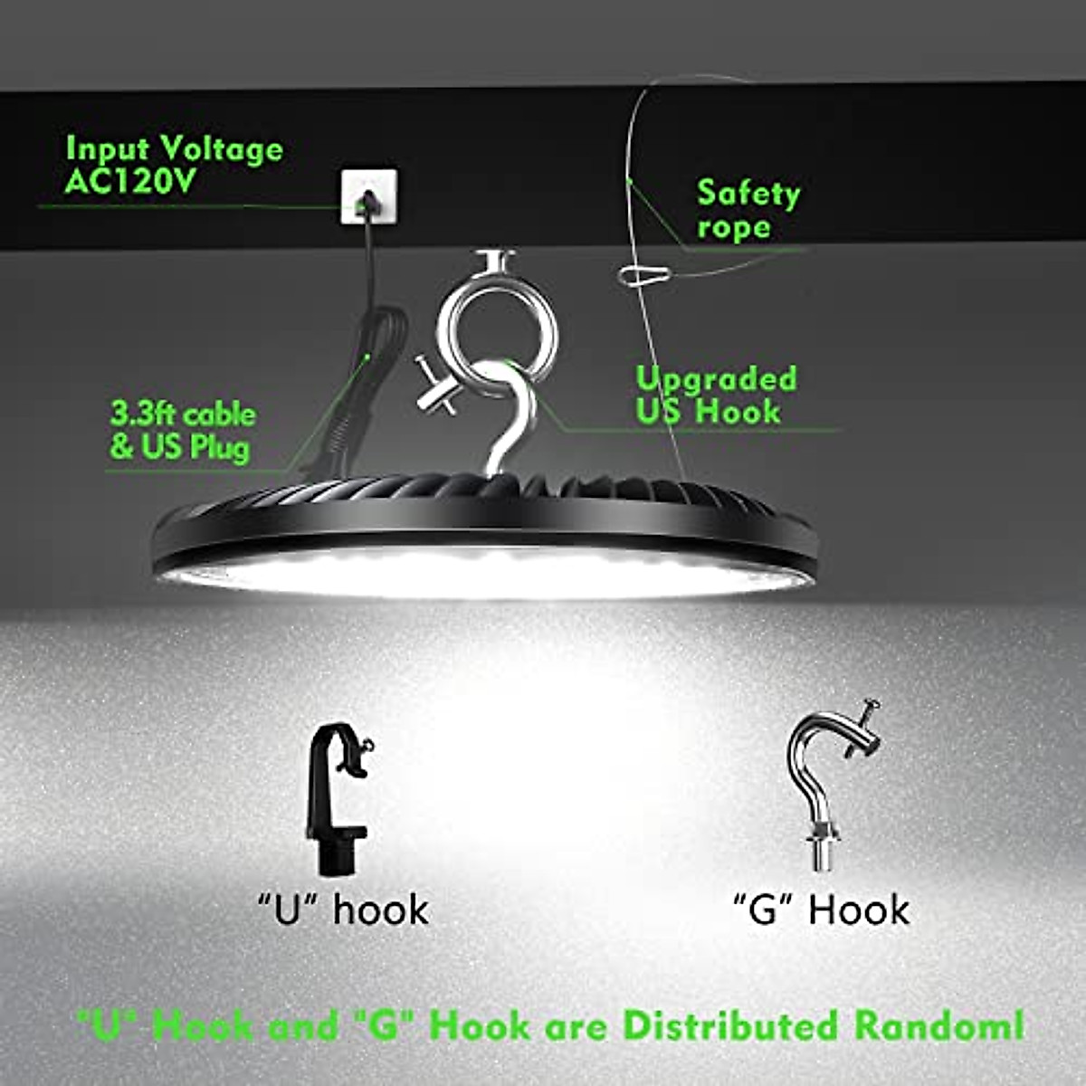 bulbeats LED High Bay Light 150W, 21000Lm (Eqv.600W MH/HPS) UFO high Bay LED Light, 5000K Daylight ETL Listed Bay Lighting with US Plug Energy Saving Upto 1100KW*4/Y(5Hrs/Day) -4Pack