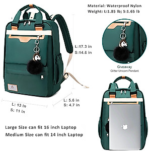 AO ALI VICTORY Laptop Backpack 15.6 Inch for Women Men Teacher Backpacks Nurse Bag Anti Theft Travel Back Pack Large College Bookbag (Medium, Olive Green)