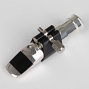 Yibuy Silver Jazz E-flat Alto Saxophone Mouthpiece 7# PU and Leather Cap 90 x 36 mm
