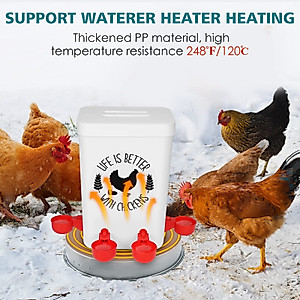‎Tgeyd Chicken Feeder and Chicken Waterer Set (3 Gallon/26 Pounds) - Hanging Automatic Chicken Feeder No Waste - Chicken Coop Accessories - Poultry Waterer with