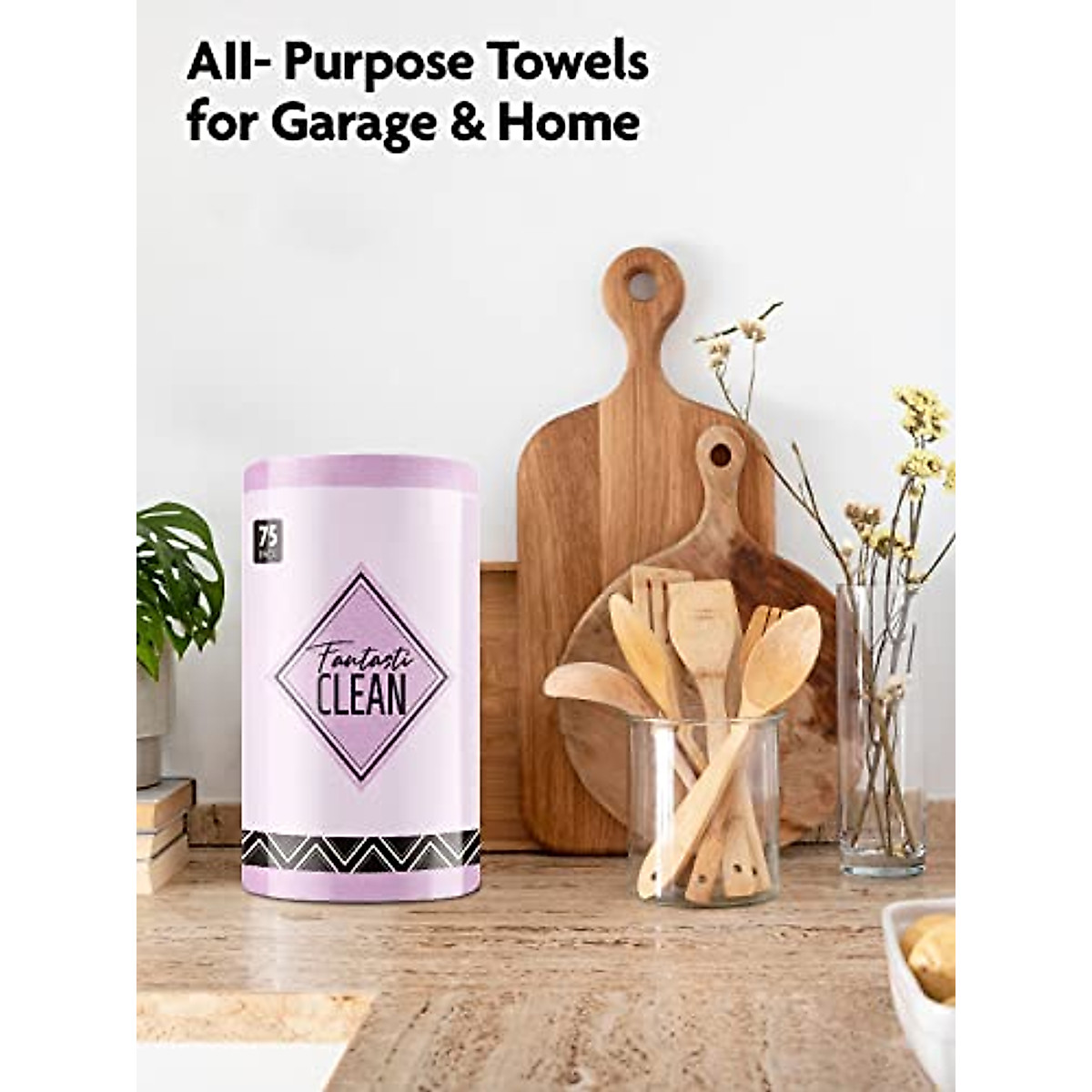 Fantasticlean Microfiber Cleaning Cloth Roll -75 Pack, Tear Away Towels, 12" x 12", Reusable Washable Rags (Purple)